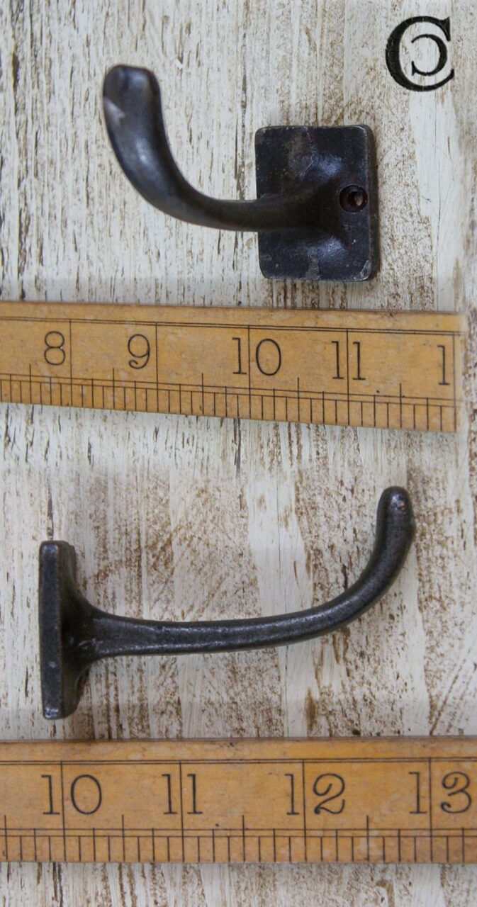 Hook Single UTILITY Cast Antique Iron Square Backplate 75mm - Adfix Trade